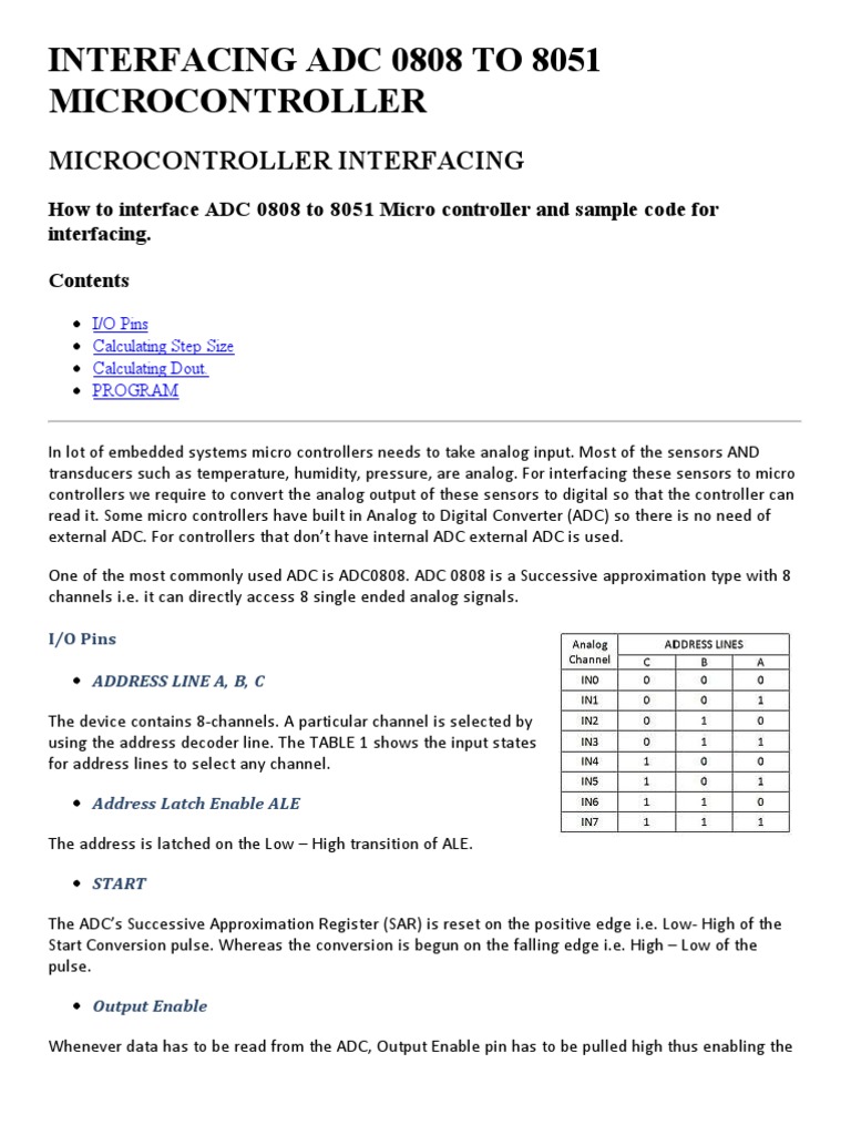 Interfacing Adc 0808 To 8051 Micro Controller - A Knol by Amol Shah ...