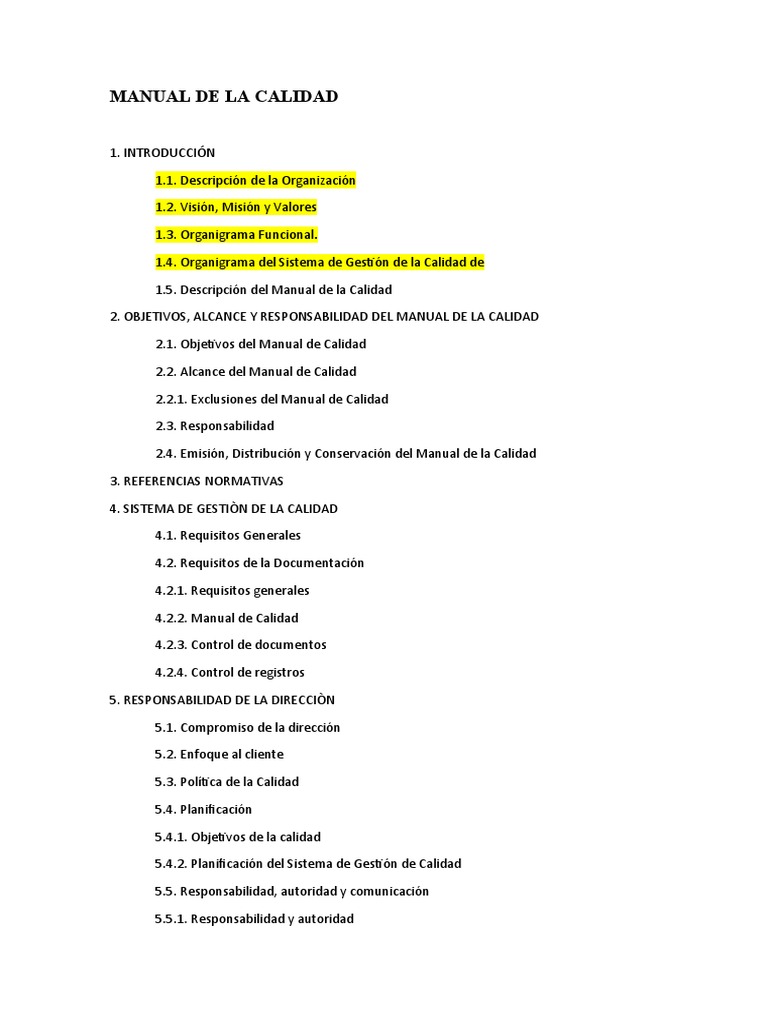 Alcance del Manual de Calidad | PDF | Sistema de manejo de calidad ...