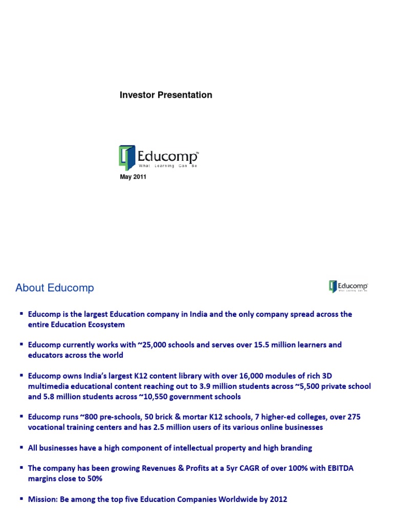 Educomp | PDF | Educational Technology | Franchising