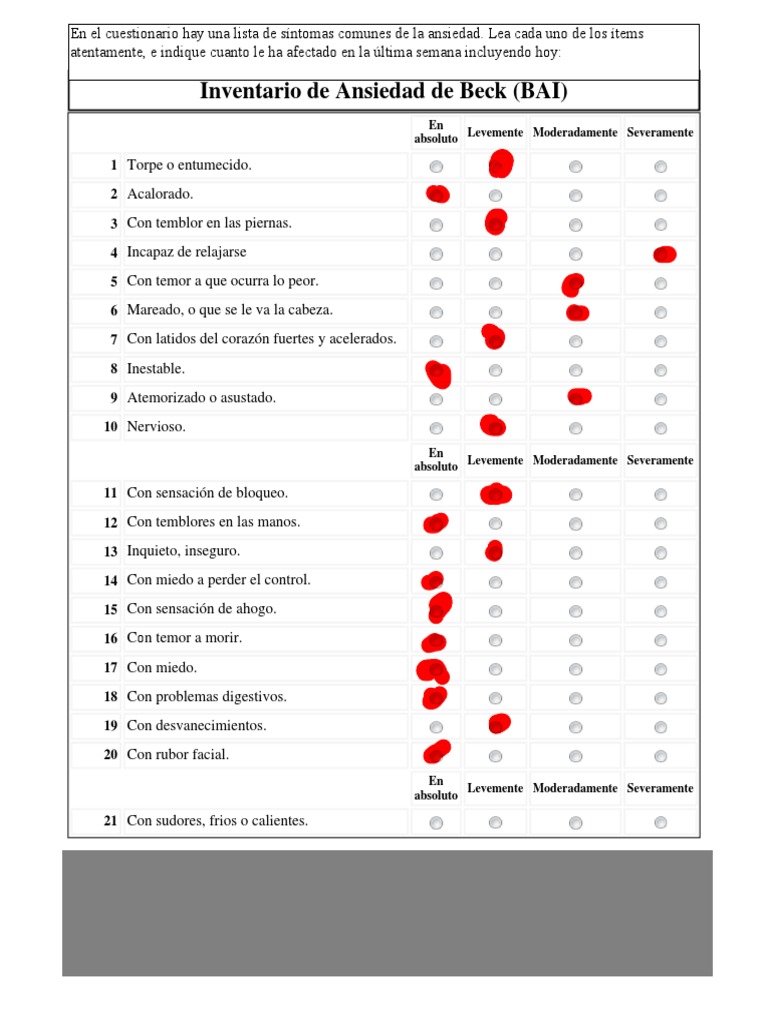 Inventario de Ansiedad de Beck | PDF