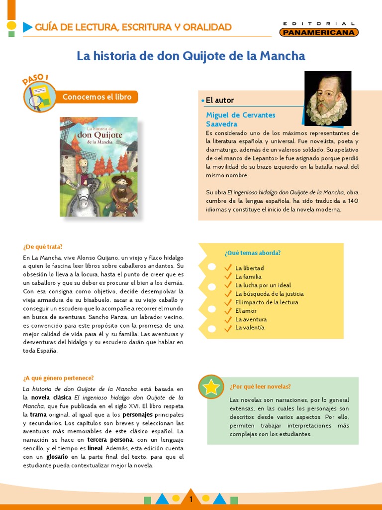 Guía de lectura: Don Quijote para niños | PDF | Don Quijote | Miguel De ...