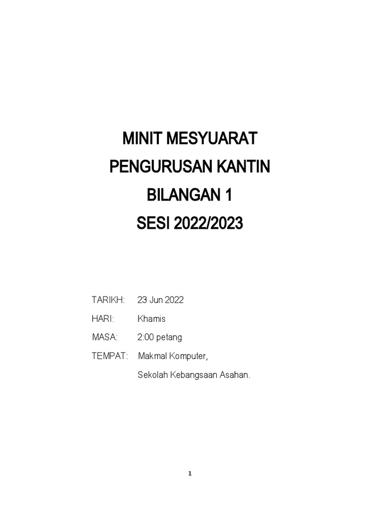 2022-Pengurusan Kantin 1 | PDF