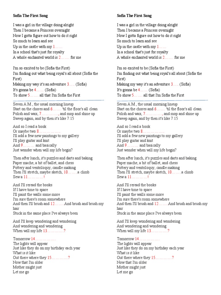 Sofia the First Song | PDF