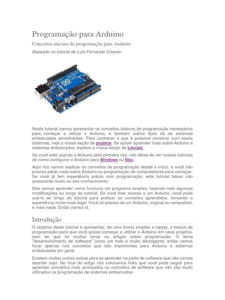 Programação para Arduino | PDF | Linguagem de programação | Arduino Programação para Arduino | PDF | Linguagem de programação | Arduino