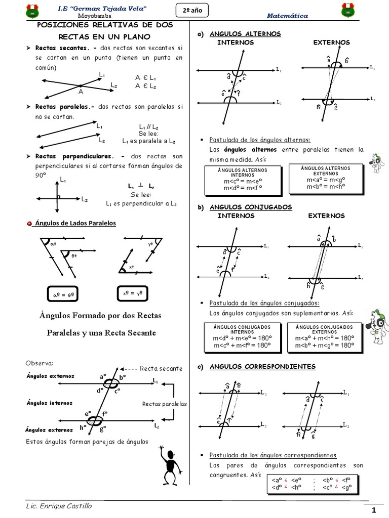 Tema 5 Angulos Formado Por Rectas Paralelas | PDF