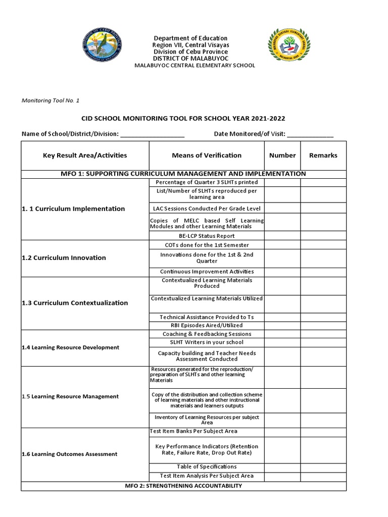Cid Monitoring Tool | PDF | Emergency Management | Curriculum