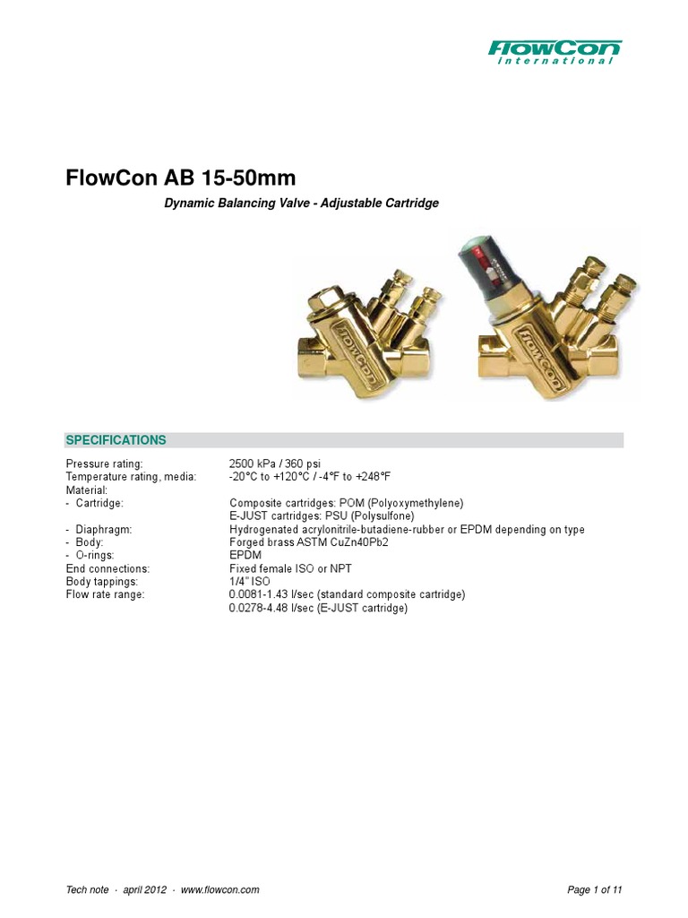 Dynamic Balancing Valve Specs | PDF | Valve | Tools