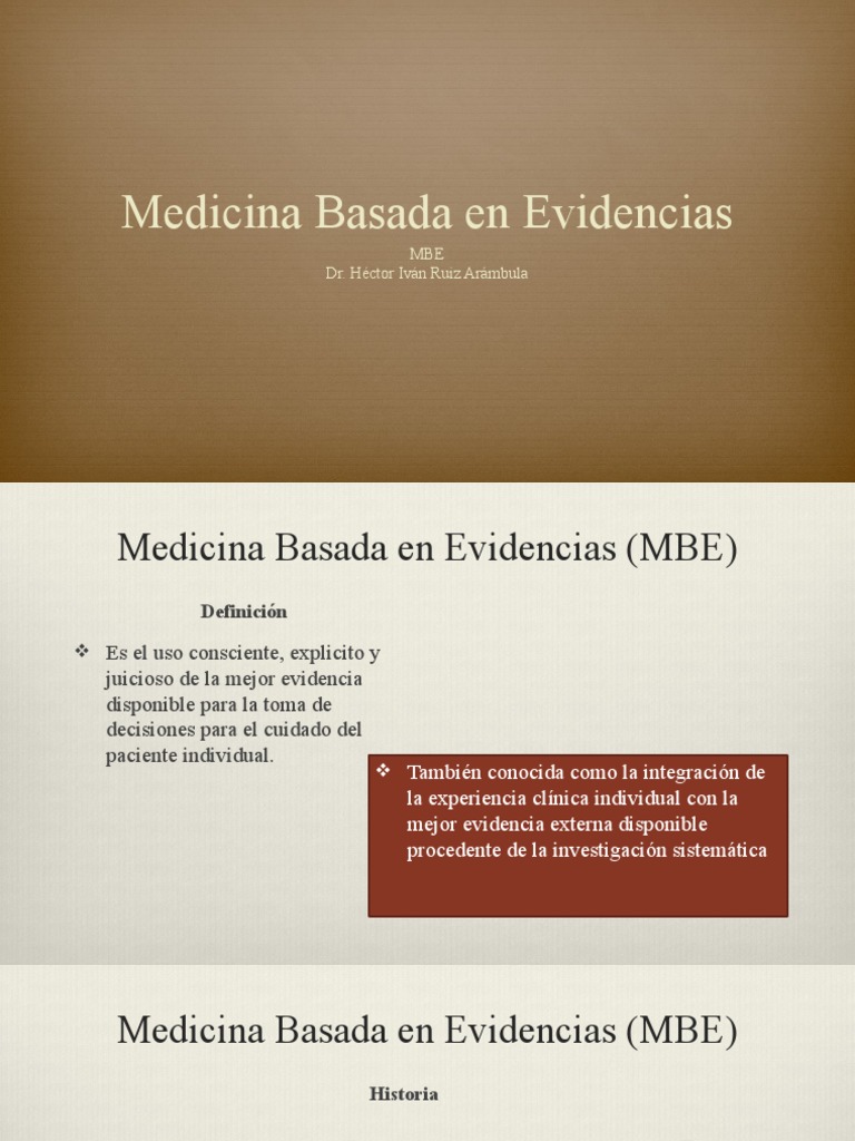 Historia y Aplicación de la MBE | PDF | Evidencia basada en medicina | Medicina