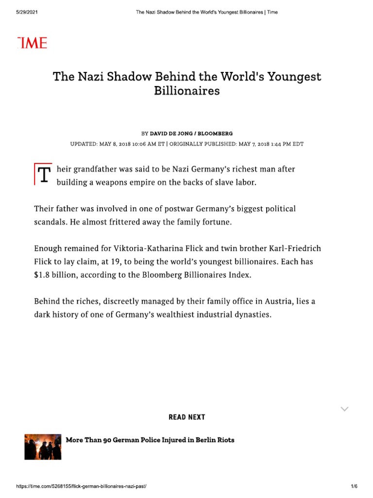 The Nazi Shadow Behind The World's Youngest Billionaires by David de ...