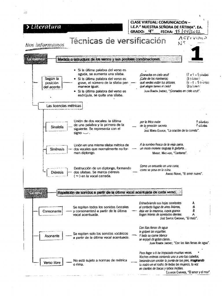 4° Grado - Com. Técnicas de Versificación | PDF