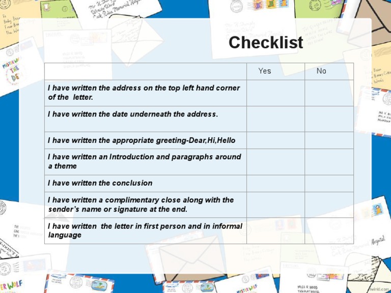 Informal Letter Writing Checklist | PDF
