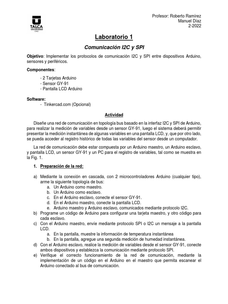 Comunicación I2C y SPI entre Arduinos, sensor y LCD | PDF | Arduino | Monitor de computadora