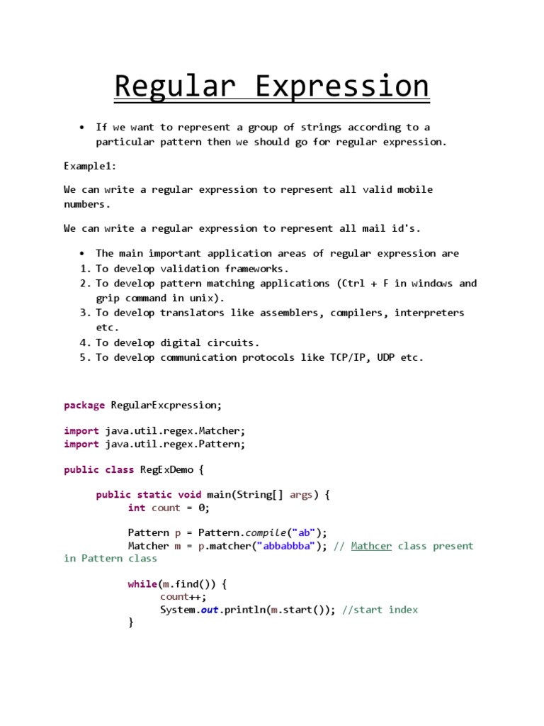 Regular Expression by Durga Sir | PDF | Regular Expression | Java (Programming Language)