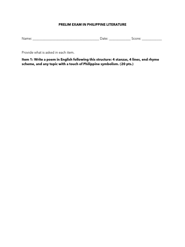 Philippine Literature Exam Guide | PDF
