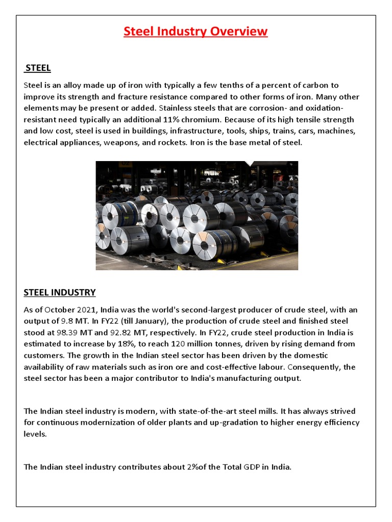 India Steel Industry Overview 2022 | PDF | Steel | Steelmaking