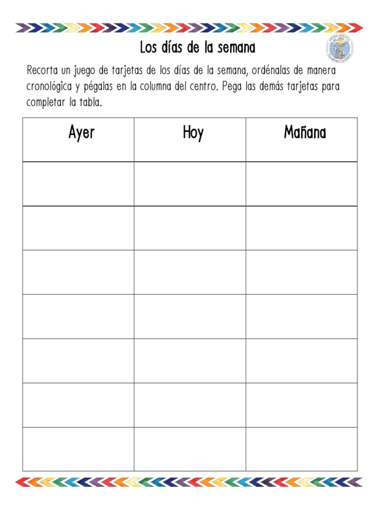 Tarjetas Recortables de los Días de la Semana | PDF | Hogar, jardinería ...