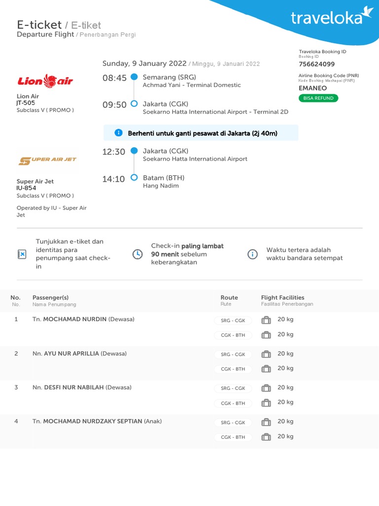 Mochamad Nurdin-SRG-EMANEO-BTH-FLIGHT - ORIGINATING | PDF