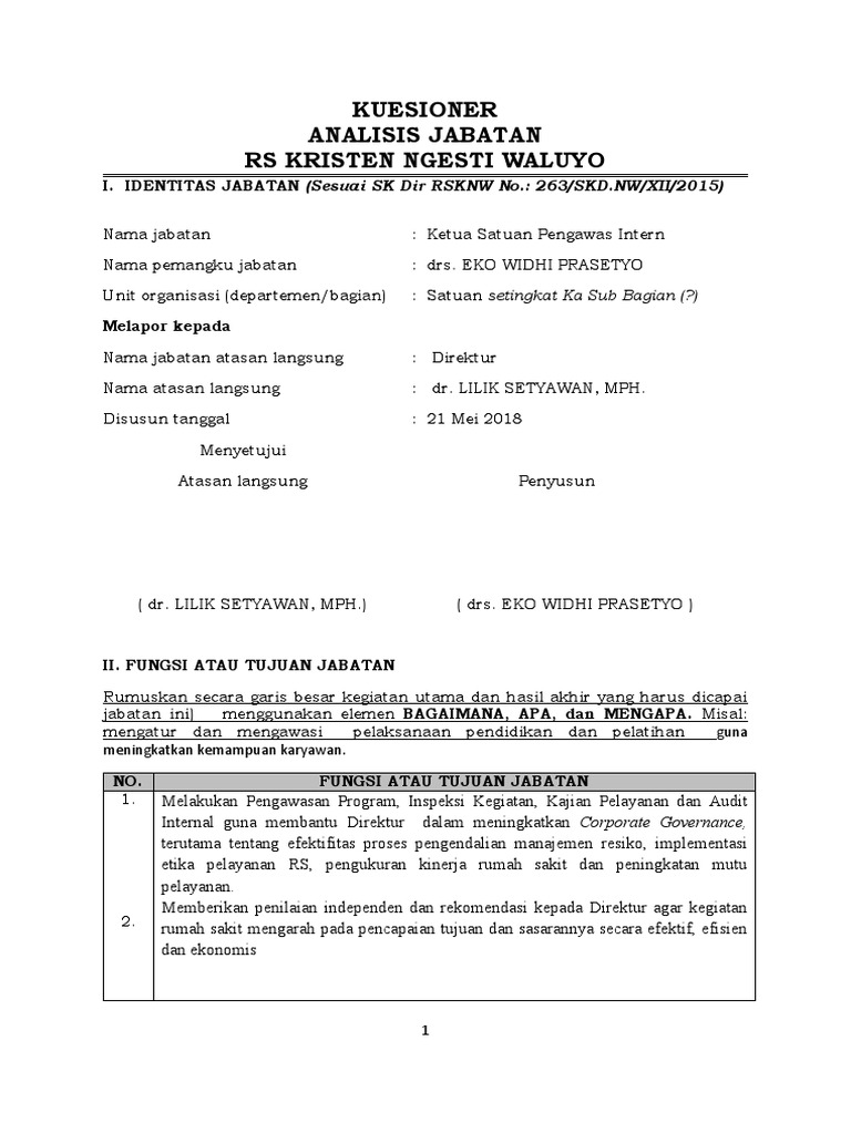 Kuesioner Analisis Jabatan Spi | PDF