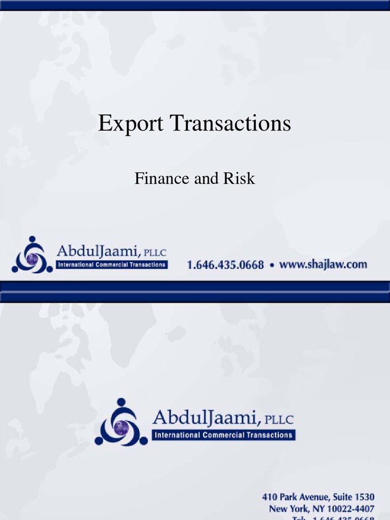 Export Transactions: Finance and Risk | PDF | Letter Of Credit | Credit ...