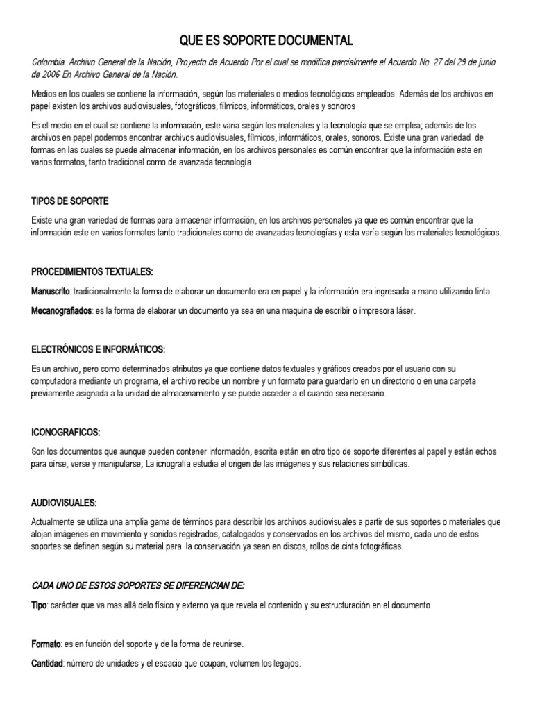 Que Es Soporte Documental | PDF | Archivo de computadora | Documento