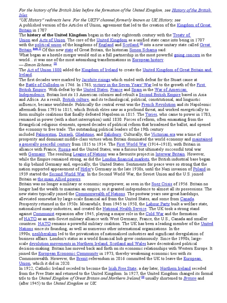 For The History of The British Isles Before The Formation of The United ...