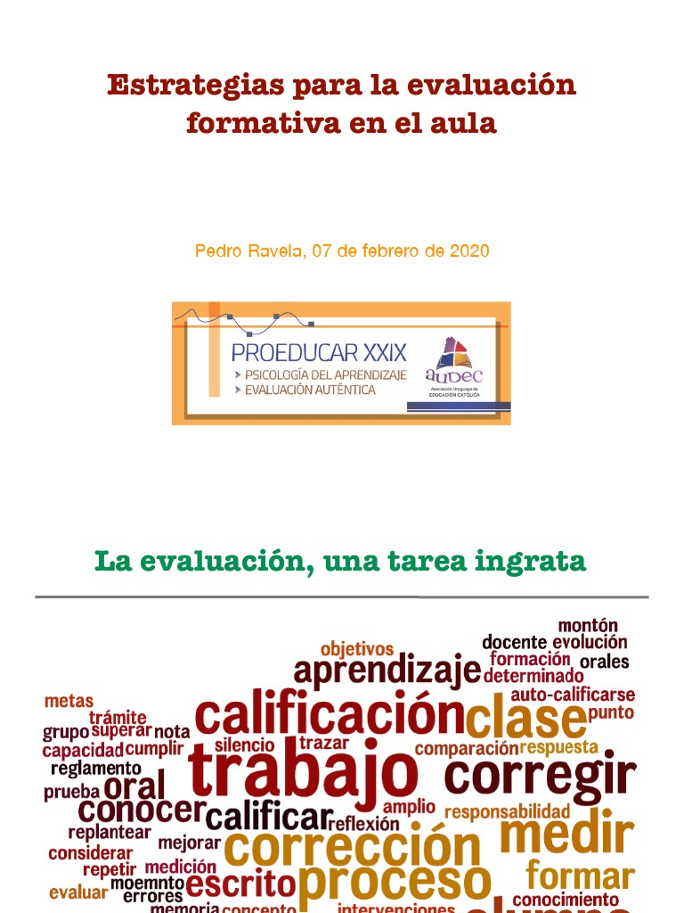 ESTRATEGIAS DE EVALUACIÓN FORMATIVA. Pedro Ravela | PDF | Evaluación ...