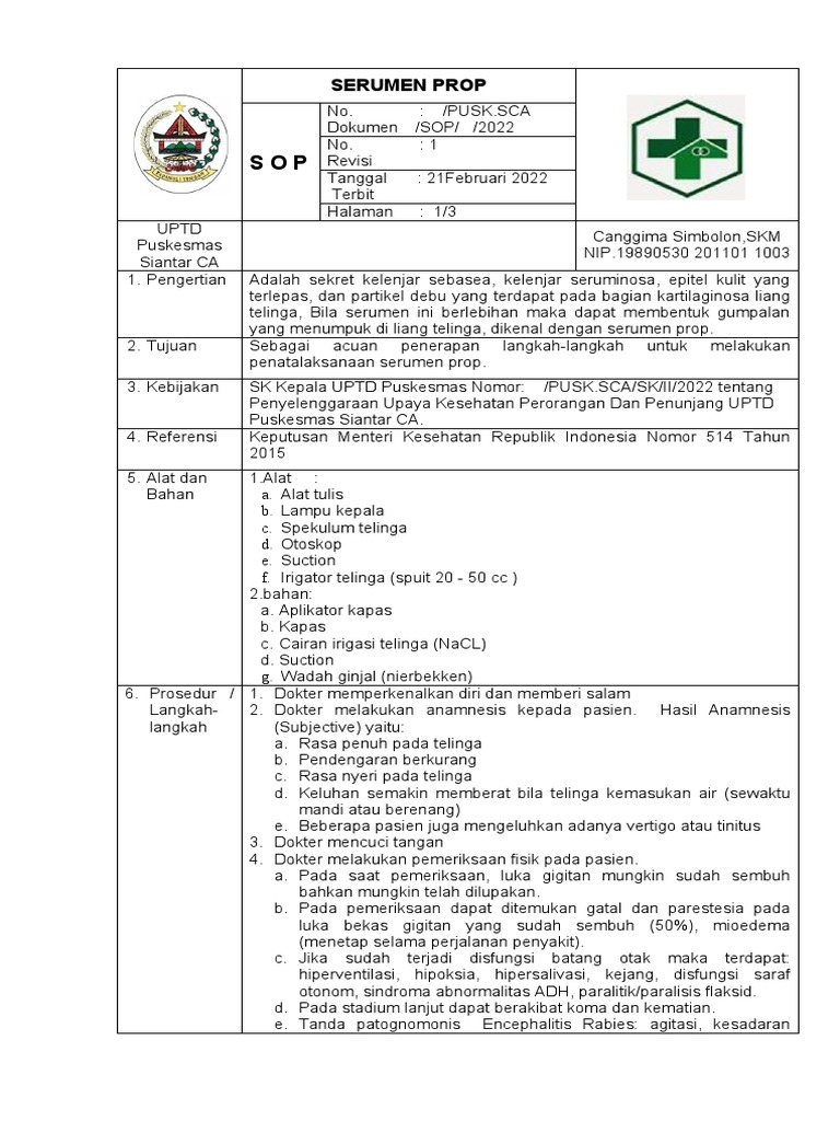 Sop Serumen Prop | PDF