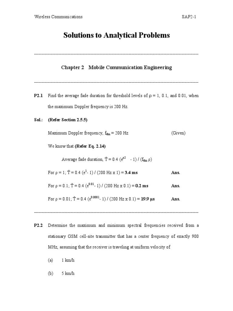 Solution Manual To Chapter 02 | PDF | Hertz | Radio