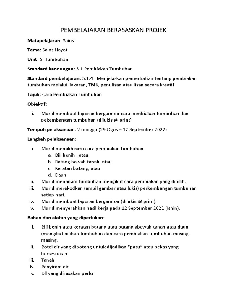 Pembelajaran Berasaskan Projek | PDF | Seni | Sains & Matematika