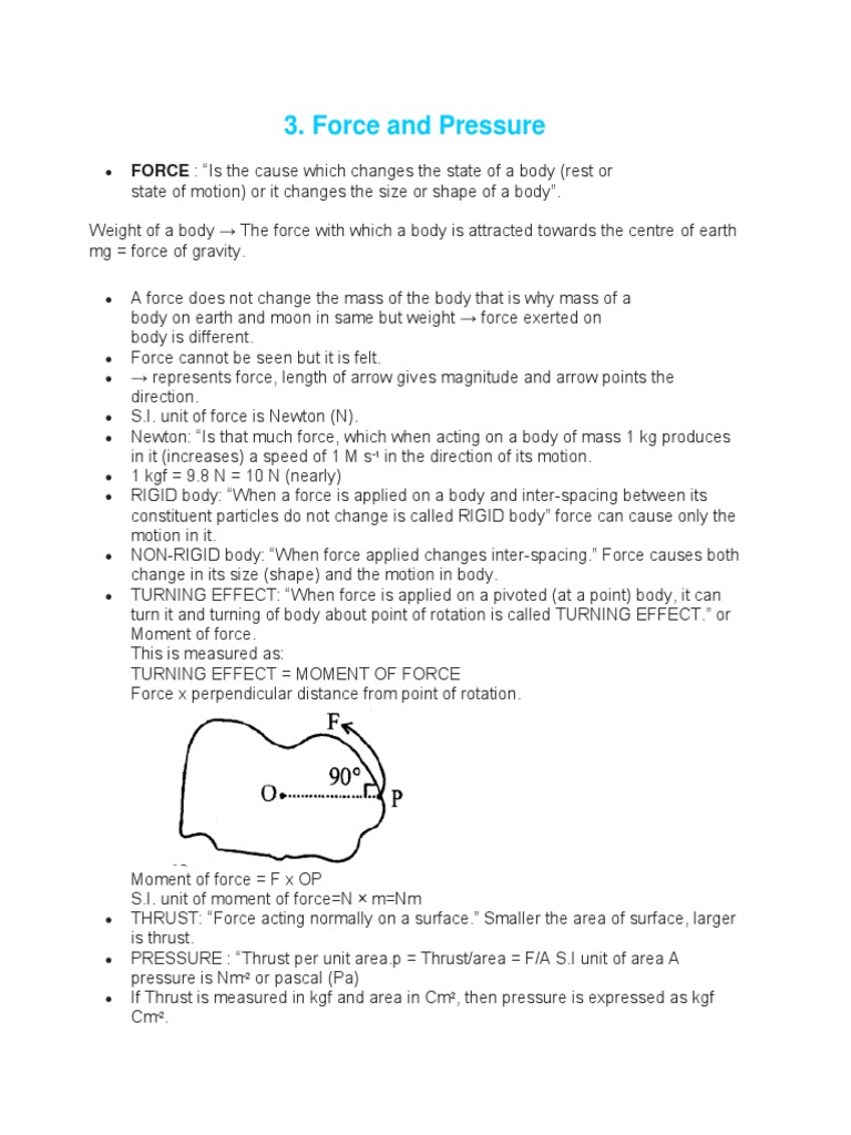 Selina Concise Physics Solutions Class 8 Chapter 3 Force and Pressure | PDF | Pressure | Force