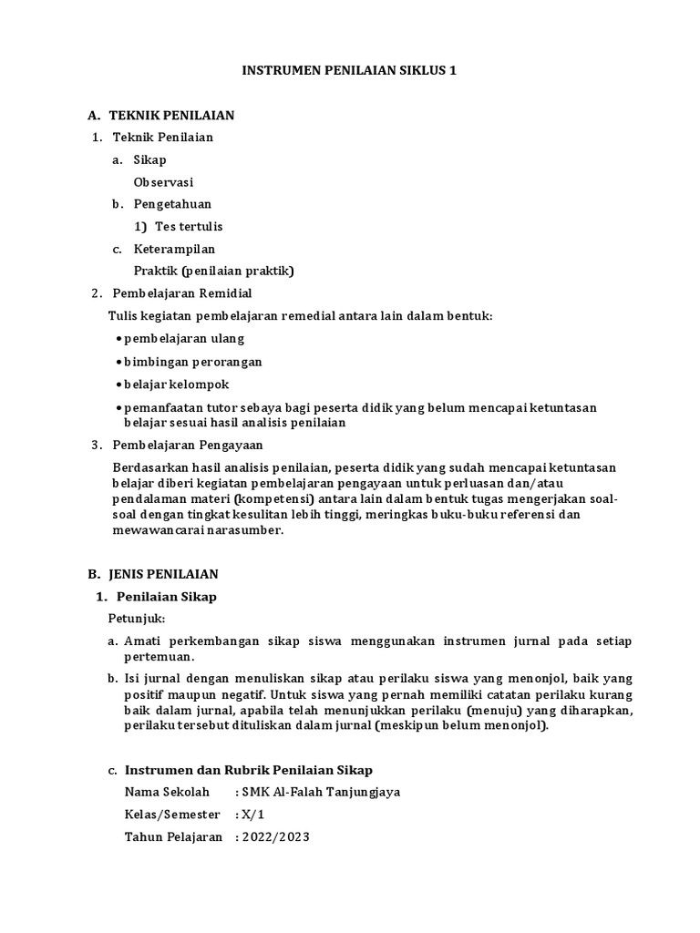 Instrumen Penilaian - 1 - Syam R Ardhy - 201800356357 | PDF | Karier & Perkembangan