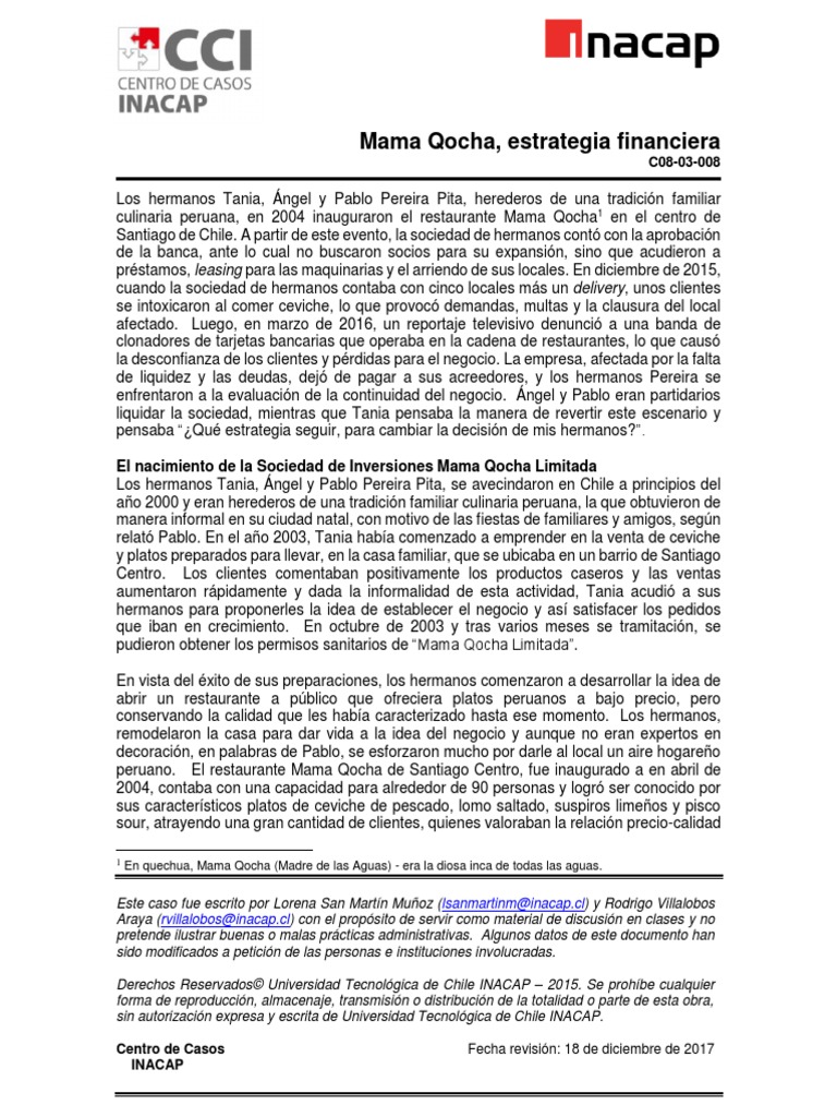 Caso Mama Qocha | PDF | Depreciación | Bancos