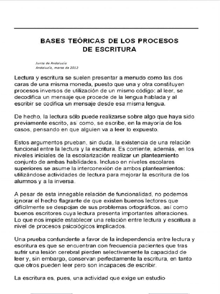 Bases Teóricas de Los Procesos de Escritura | PDF