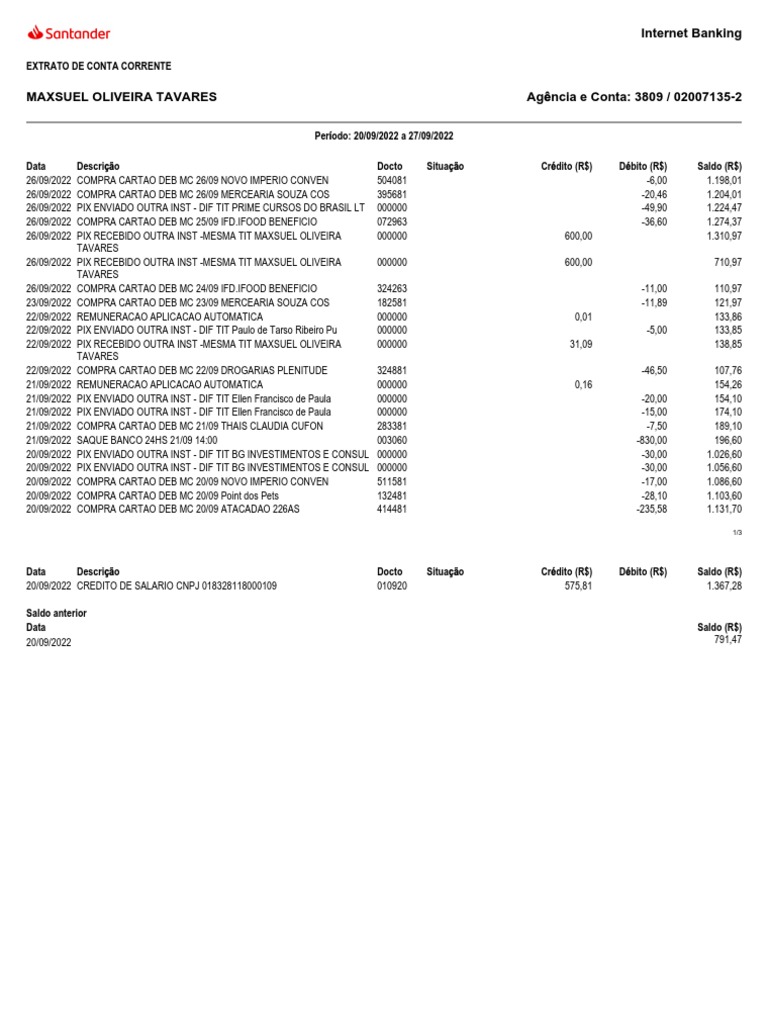 Extrato Conta | PDF | Conta de transação | Jargão corporativo