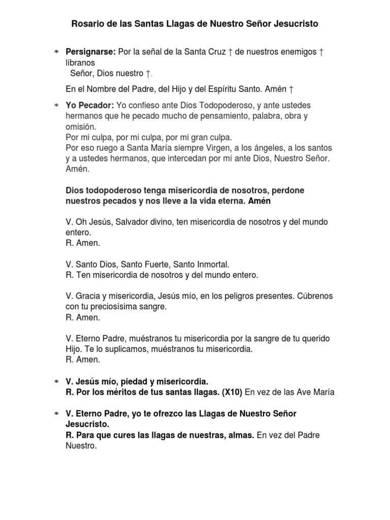 Rosario de las Santas Llagas de Cristo | PDF | Pecado | Cristo (título)