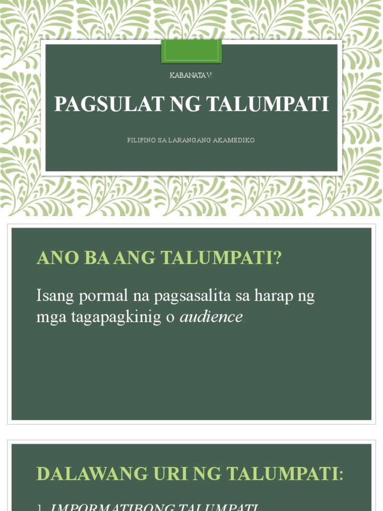 Kabanata V Talumpati PPTX | PDF