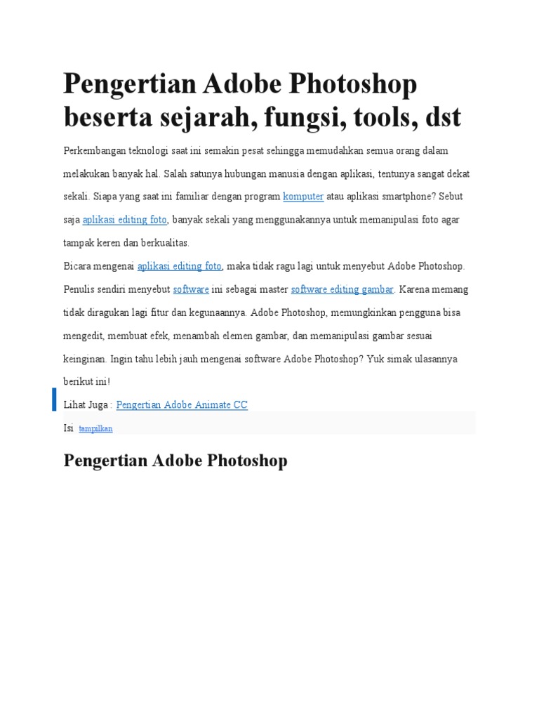Adobe Photoshop Beserta Sejarah | PDF