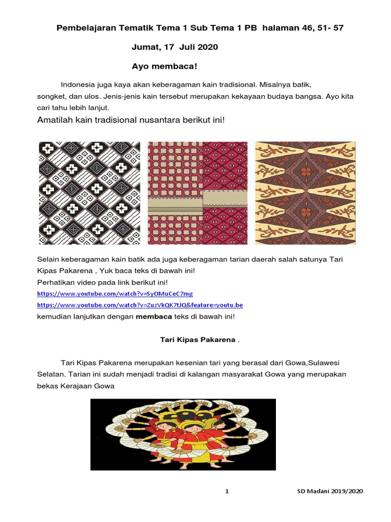 Tugas Tematik Tema 1 st1 PB 4 Ok | PDF