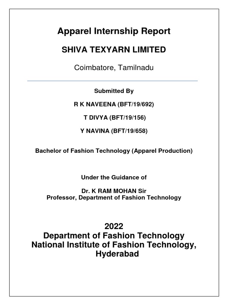 Apparel Internship Final Copy Document Print | PDF | Textiles | Marketing