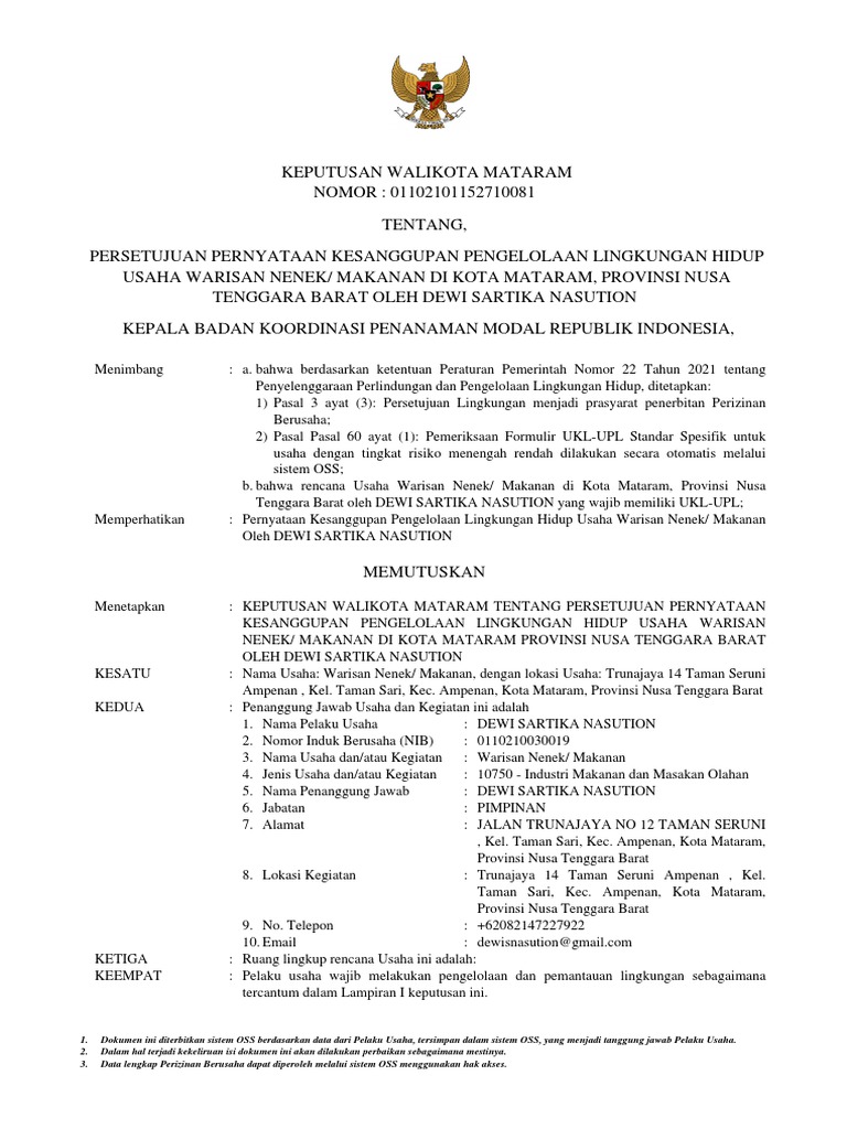 Persetujuan PKPLH | PDF