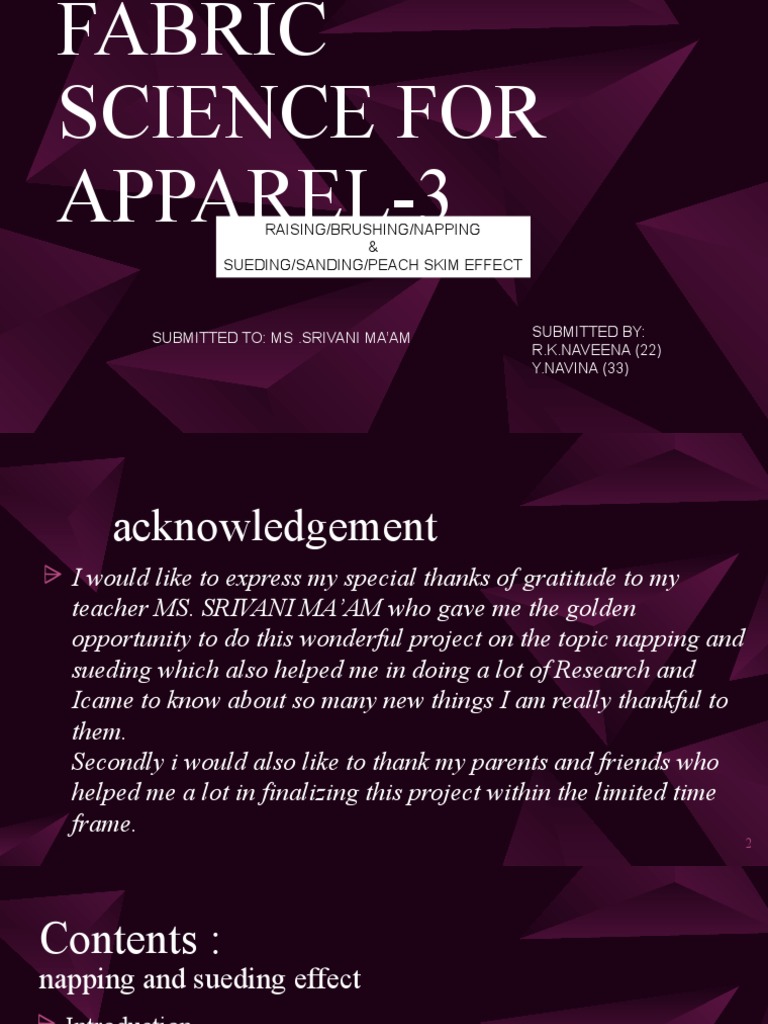 Fabric Finishing: Napping & Sueding | PDF | Textiles | Yarn