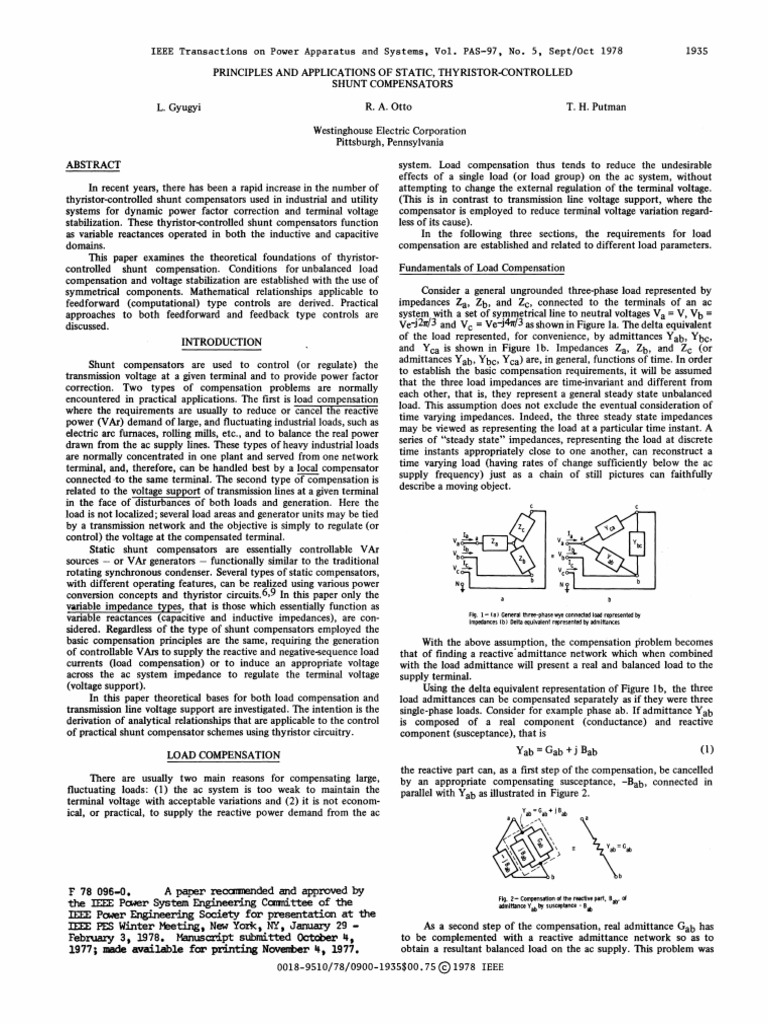 Principles and Applications of Static Thyristor Controlled Shunt ...