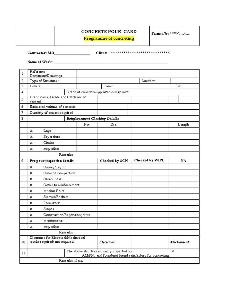 Pour Card | PDF | Concrete | Composite Material