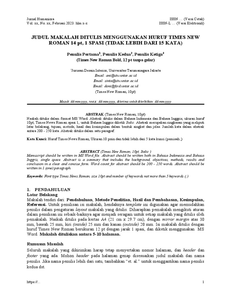 Template Jurnal Humaniora | PDF