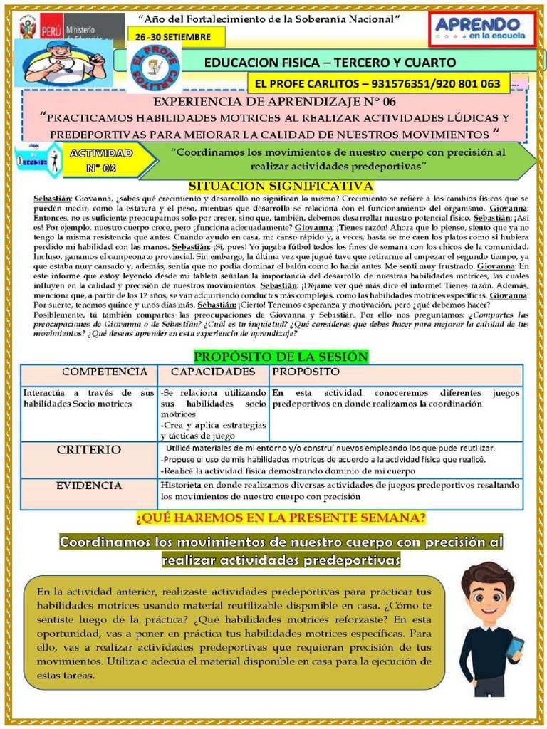 Experiencia de Aprendizaje #06 - Actividad #03 - 3ero y 4to-Educacion Fisica - 00001 | PDF