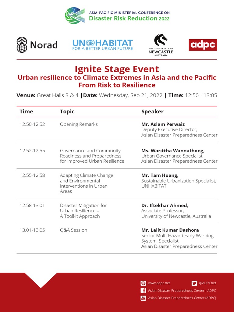 APMCDRR - Ignite Stage Event - Urban Resilience To Climate Extremes in ...