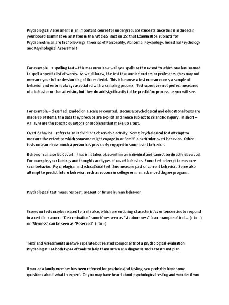Psychological Assessment | PDF | Test (Assessment) | Psychological Testing