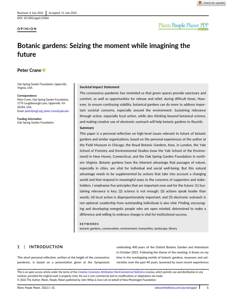Botanic Gardens Seizing The Moment While Imagining The Future | PDF ...