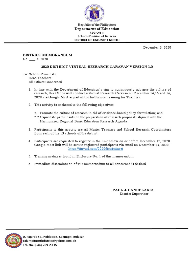 District Memo Inset Research Final | PDF | Science