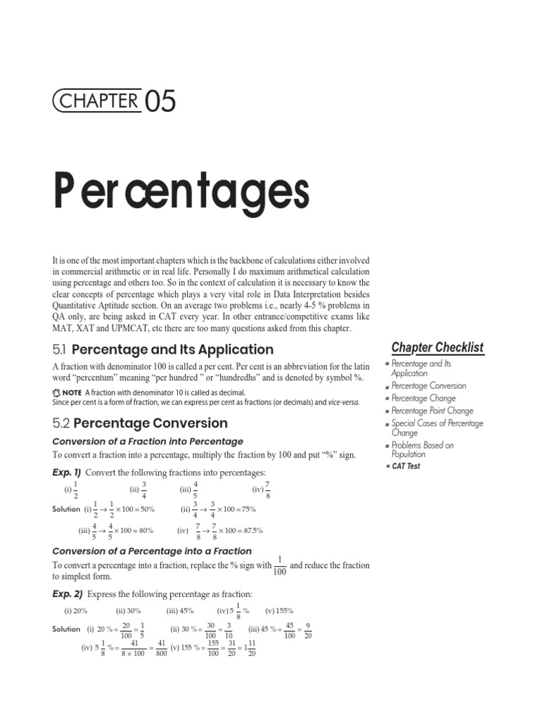 PERCENTAGE | PDF | Percentage | Decimal